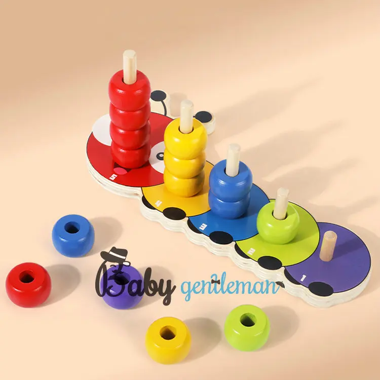 Montessori Counting Rings Wooden Colour Sorting Stacking Toy For Kids ...