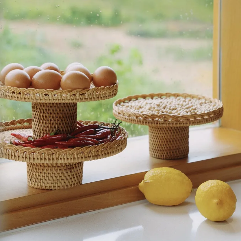 3 Tier Cake Stand Set - Eco-Friendly Rattan Holder for Tiered Cakes and ...
