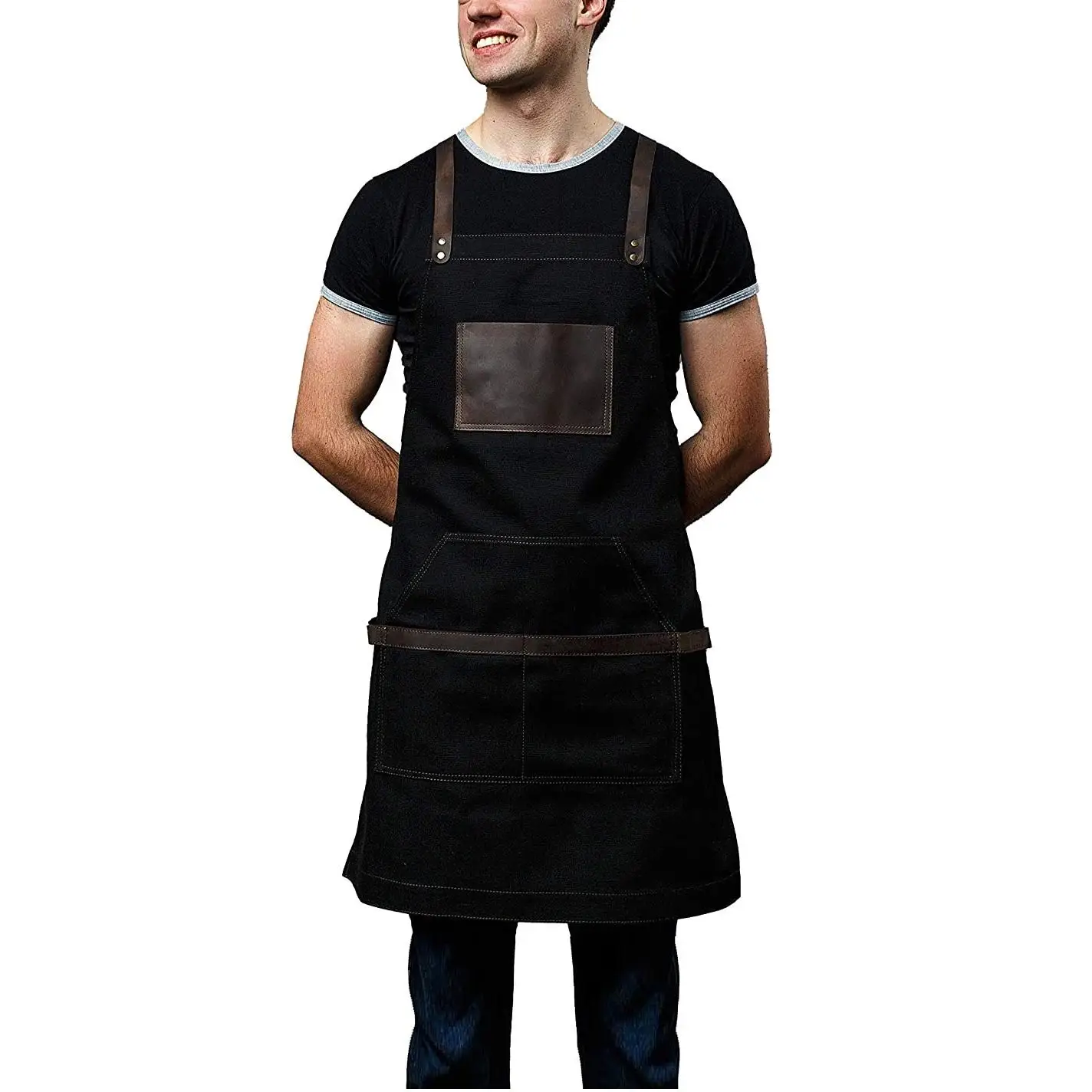 Heavy Duty Coffee Shop Chef Restaurant Work Tool Bib Leather Aprons ...