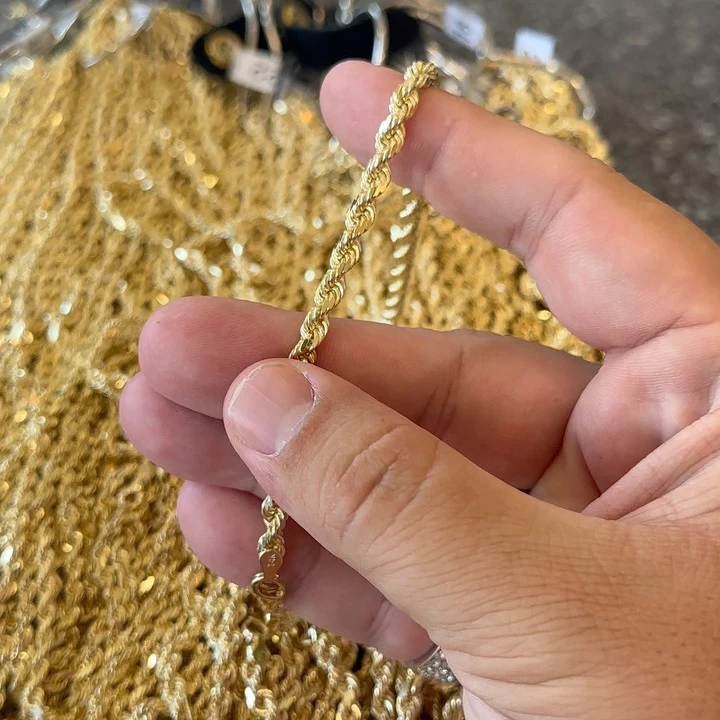 Factory Custom Hip Hop Style 6mm Twist Link Chain 18k Real Solid Gold ...