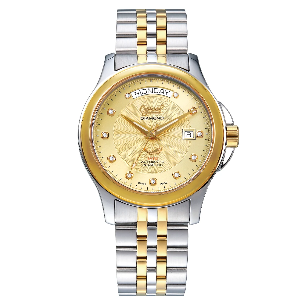 Luxury Gold Sliver Two-tone Color Design Sapphire Glass Mechanical ...