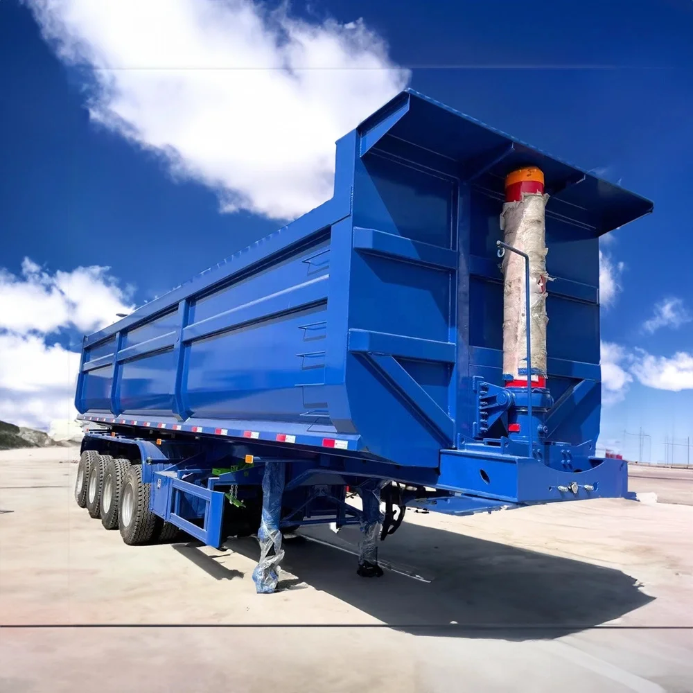 3 Axle 100t Back Flip Semitrailer Rear Dipping Semi Trailer Dumping ...