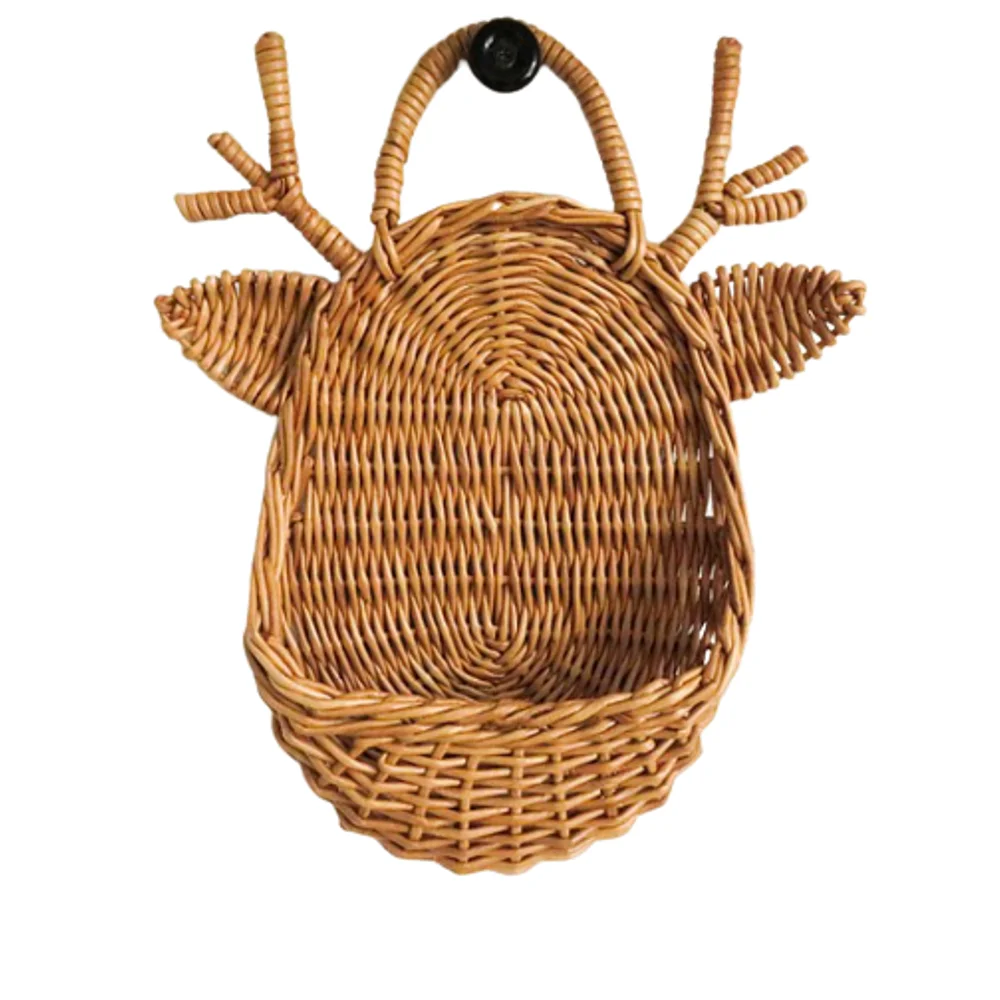 Newest Design Handwicker Rattan Deer Wall Hanging Basket Storage Basket ...
