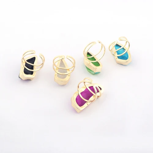 Sparkling Genuine Green Aura Quartz Texture Finish Collate Setting Ring ...