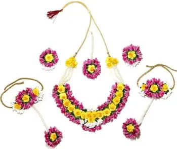 Haldi Set Flower Pink Jewelry Jewelry Wedding Floral Bridal Ceremony ...