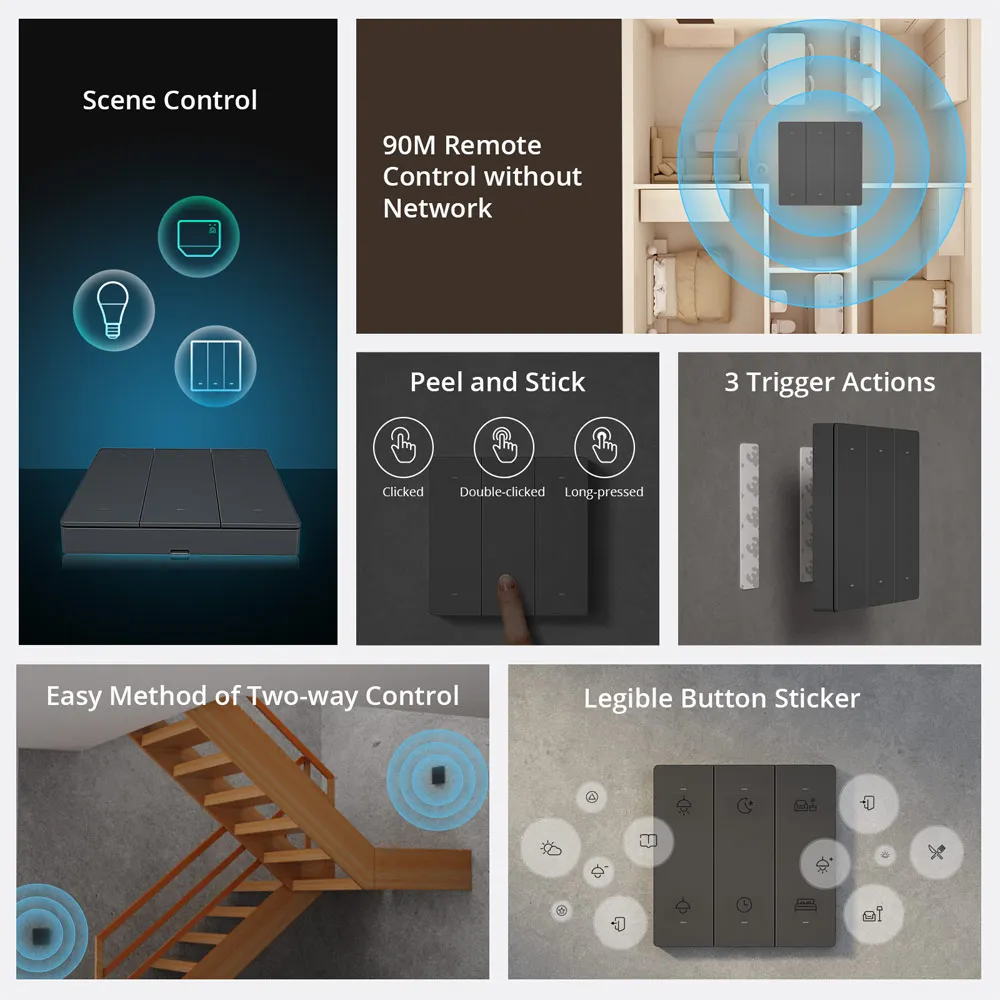 Sonoff R5 Smart Stage Button Scene Controller With Battery Works Sonoff M5 Minir3 Wiring Ewelink ...