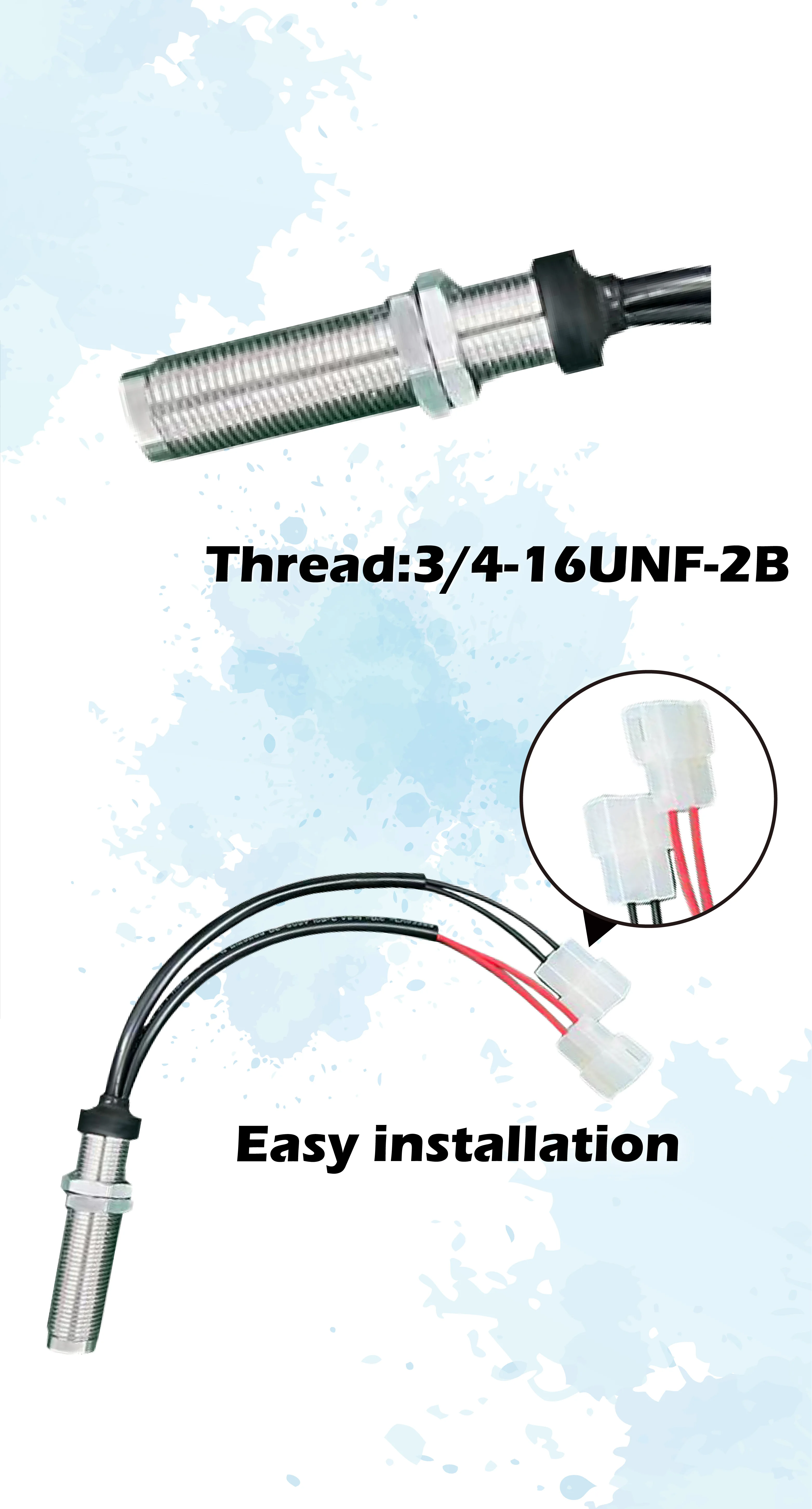 Dual-Channel Hall Speed Sensor 3/4-16UNF-2B Length 80mm Rotational ...