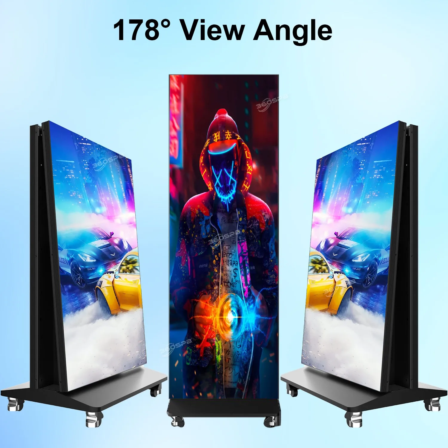 P1.86 Foldable LED Poster Display Digital Signage 80" Screen Android OS ...