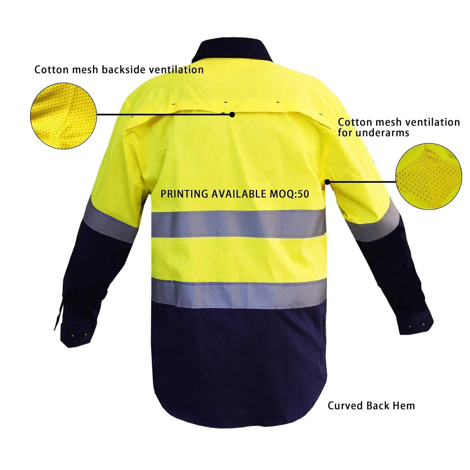 HCSP Custom Work Workwear High Visibility Safety Hi Vis Long Sleeve ...