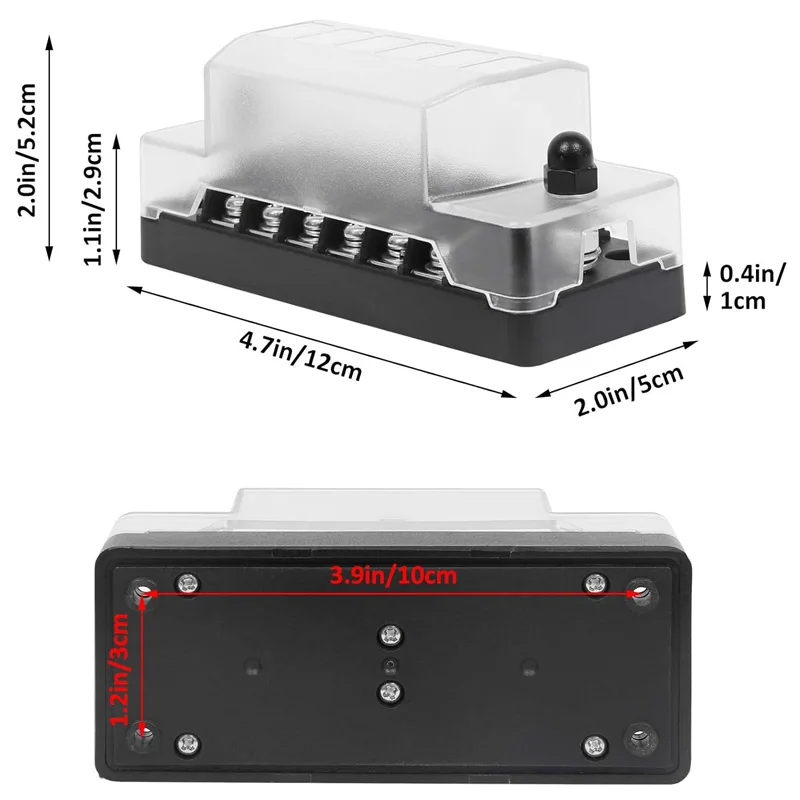 6 Way 6 Circuit Fuse Block Ato Atc E39 Blade Fuse Holder Box With Negative Bus Waterproof For ...