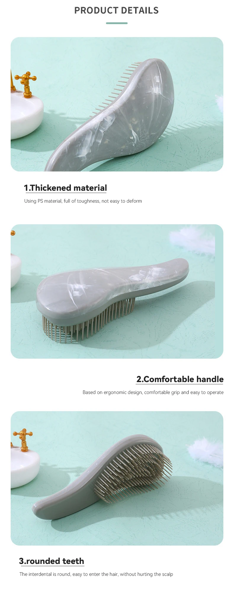 Amazing Marble Acetate Comb Detangling Hair Brush Set Air Cushion ...