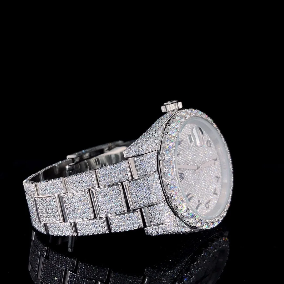 Arabic Luxury White Diamond Moissanite Vvs Cuban Watch Iced Out Bust ...
