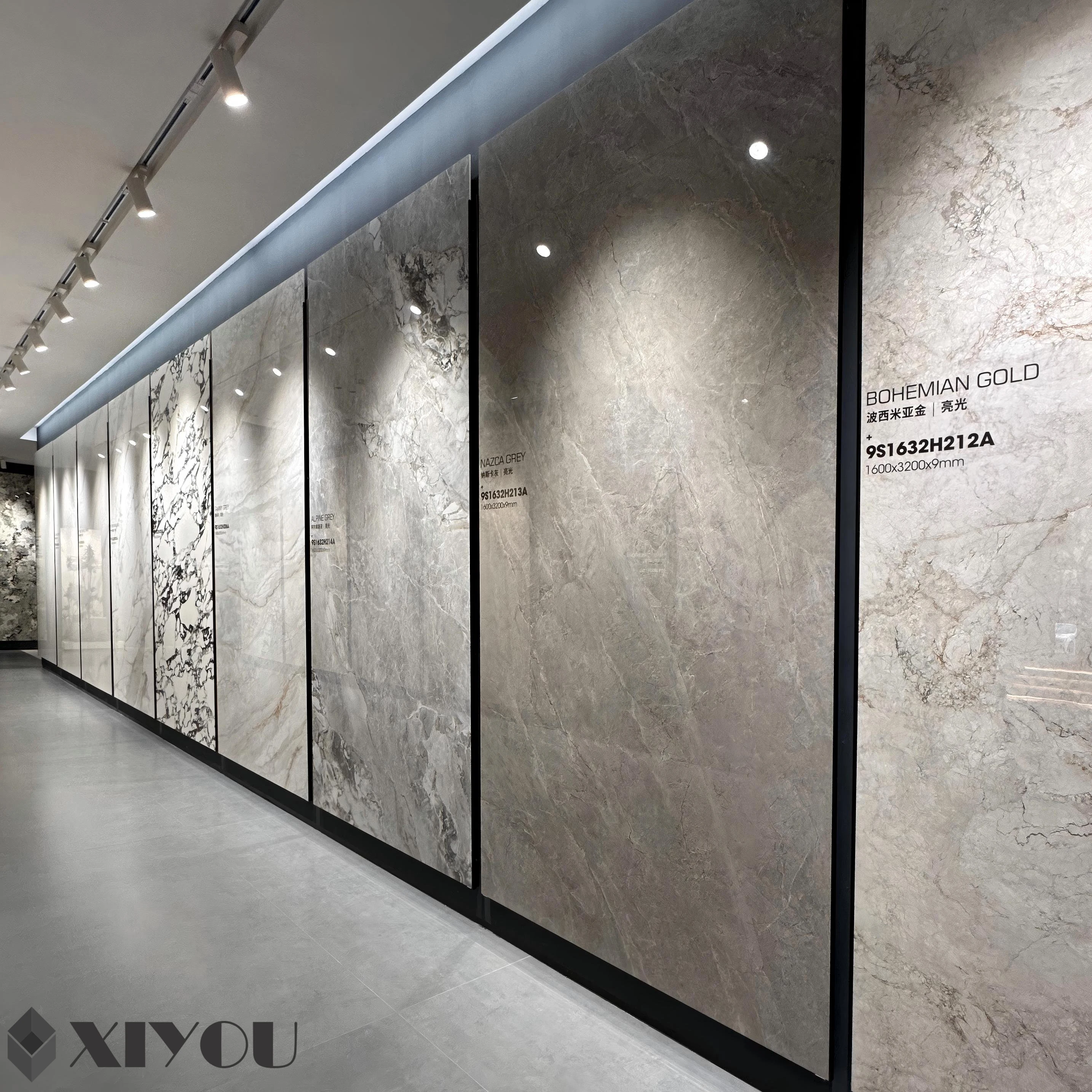 Modern Large Format White Glossy Sintered Stone Slab Tiles Book Match ...