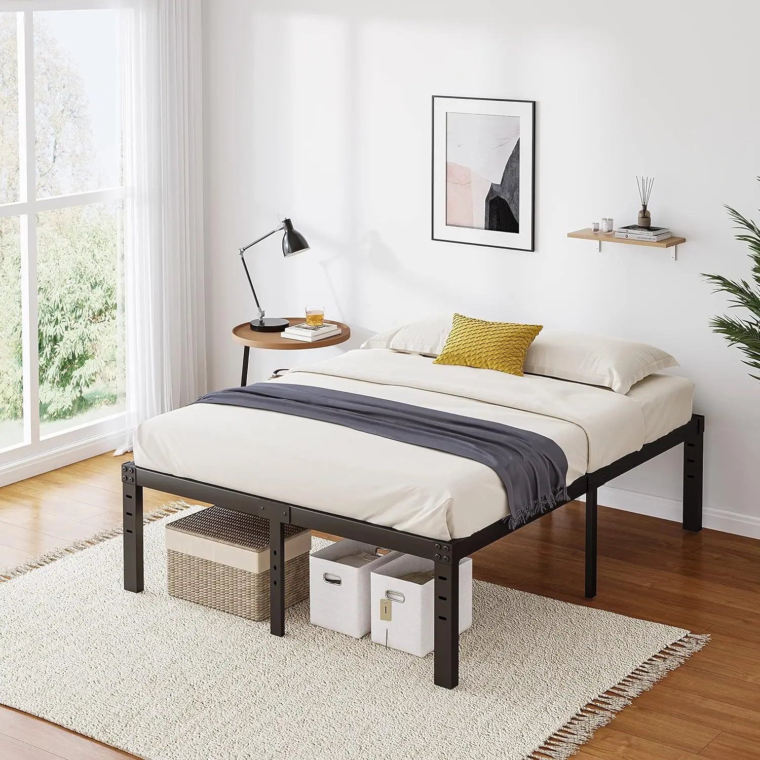 Triho Thf-1612 Simple Modern Vintage Sturdy Folded Metal Bed Frame With ...