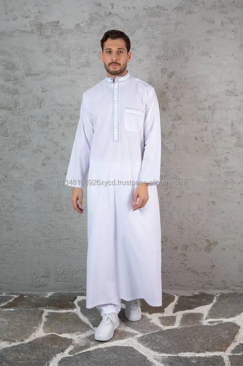 Men Thobe Muslim Male Dress - Islamic Hooded Prayer Cloth
