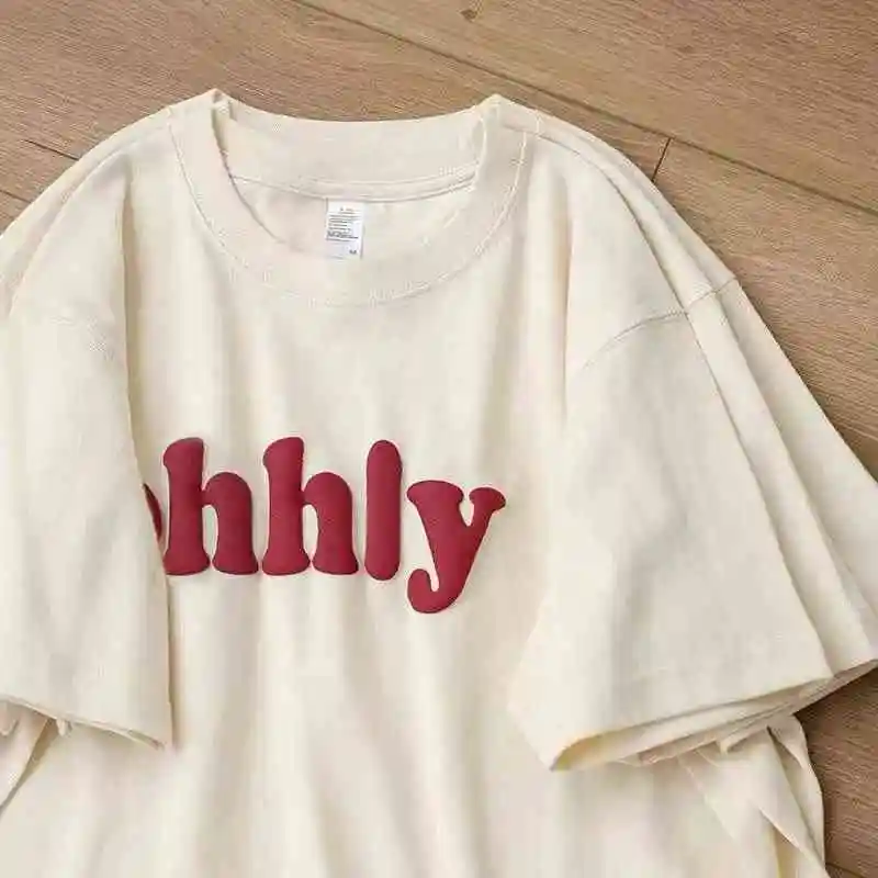 Wholesale 100% Contton 3d Foam Puff Printing Shirt Couple Short Sleeve ...