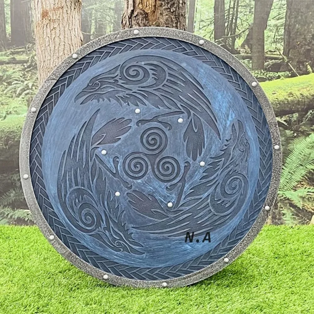 Handmade Viking Ragnar Shield Wood Knives 1095 High Carbon Steel ...
