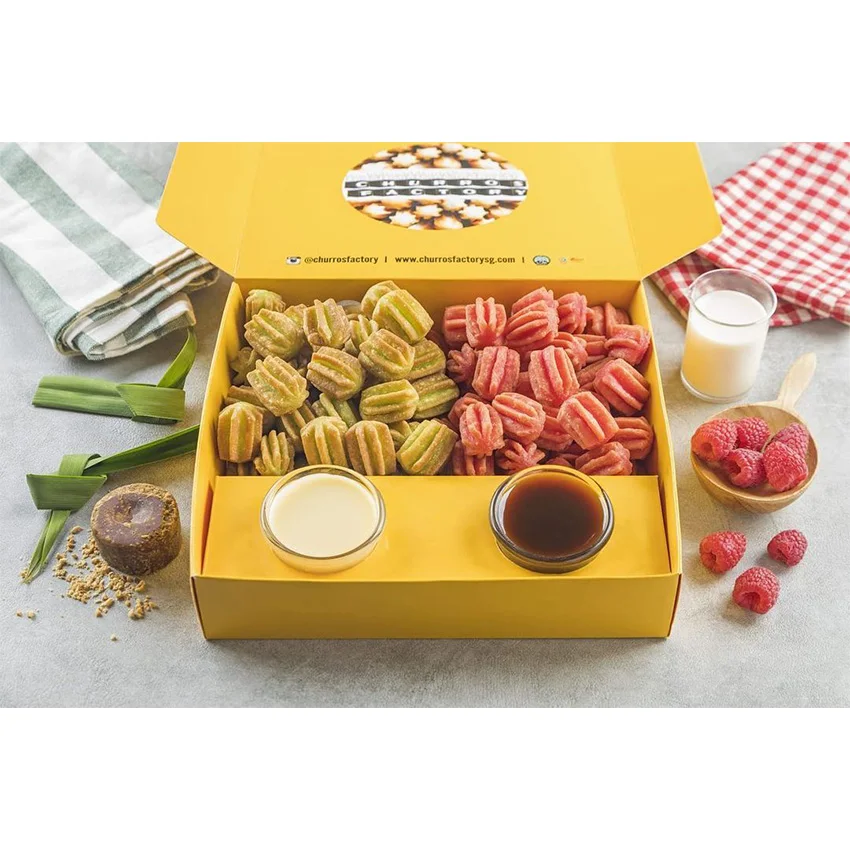 Custom Sweet Snacks Ball Churros Box Packaging With Dip Cup Insert ...