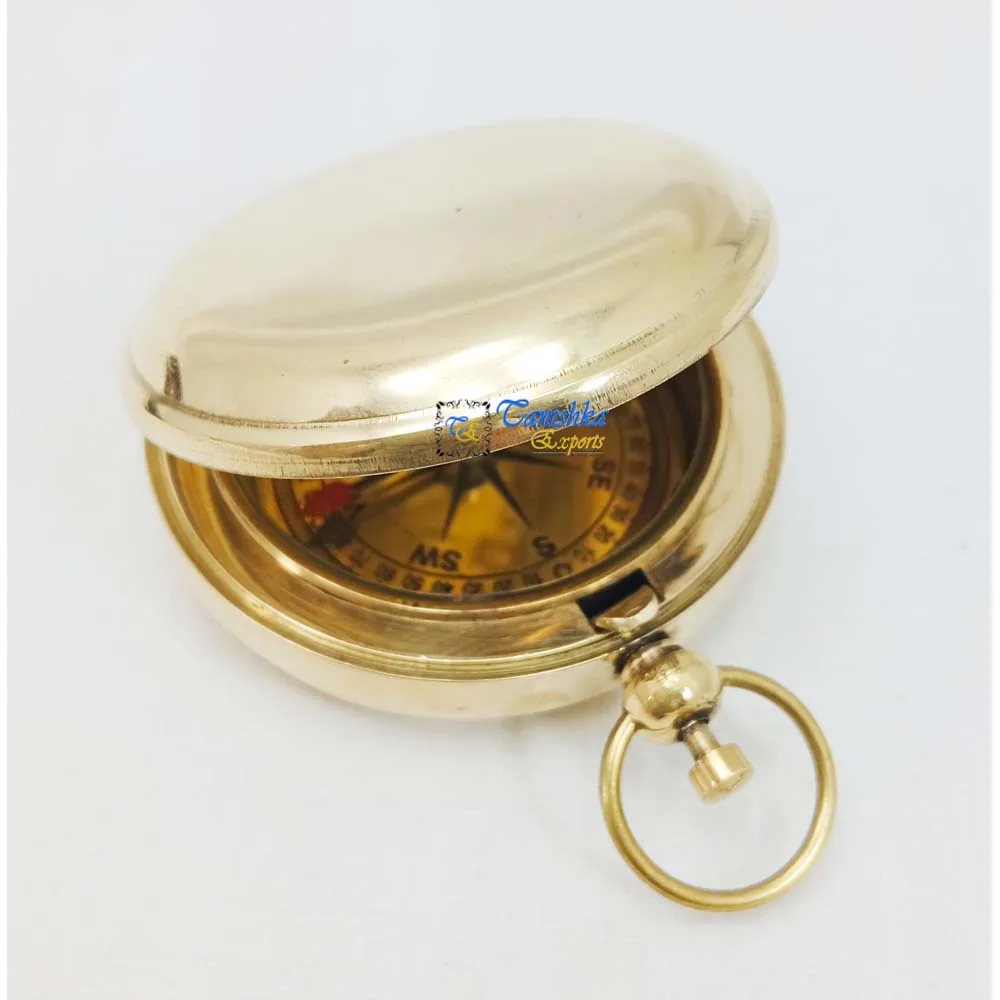 Directional Push Button Compass Hiking Camping Gold Finish Brass ...