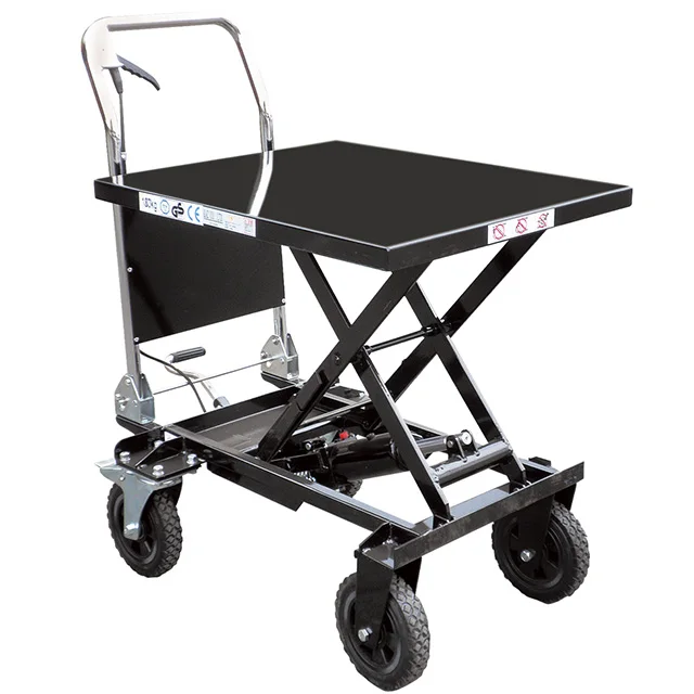 Hydraulic Scissor Lift Table Large Wheel Table Wide Type Hydraulic Foot ...