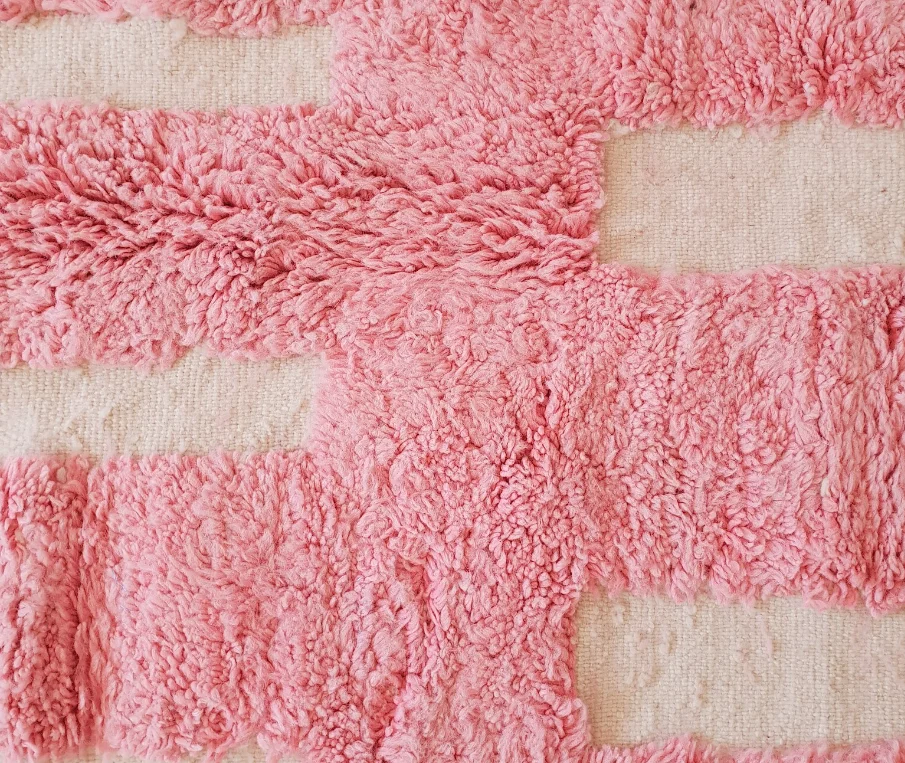Bright Pink Moroccan Beni Ourain Berber Rug - All-season