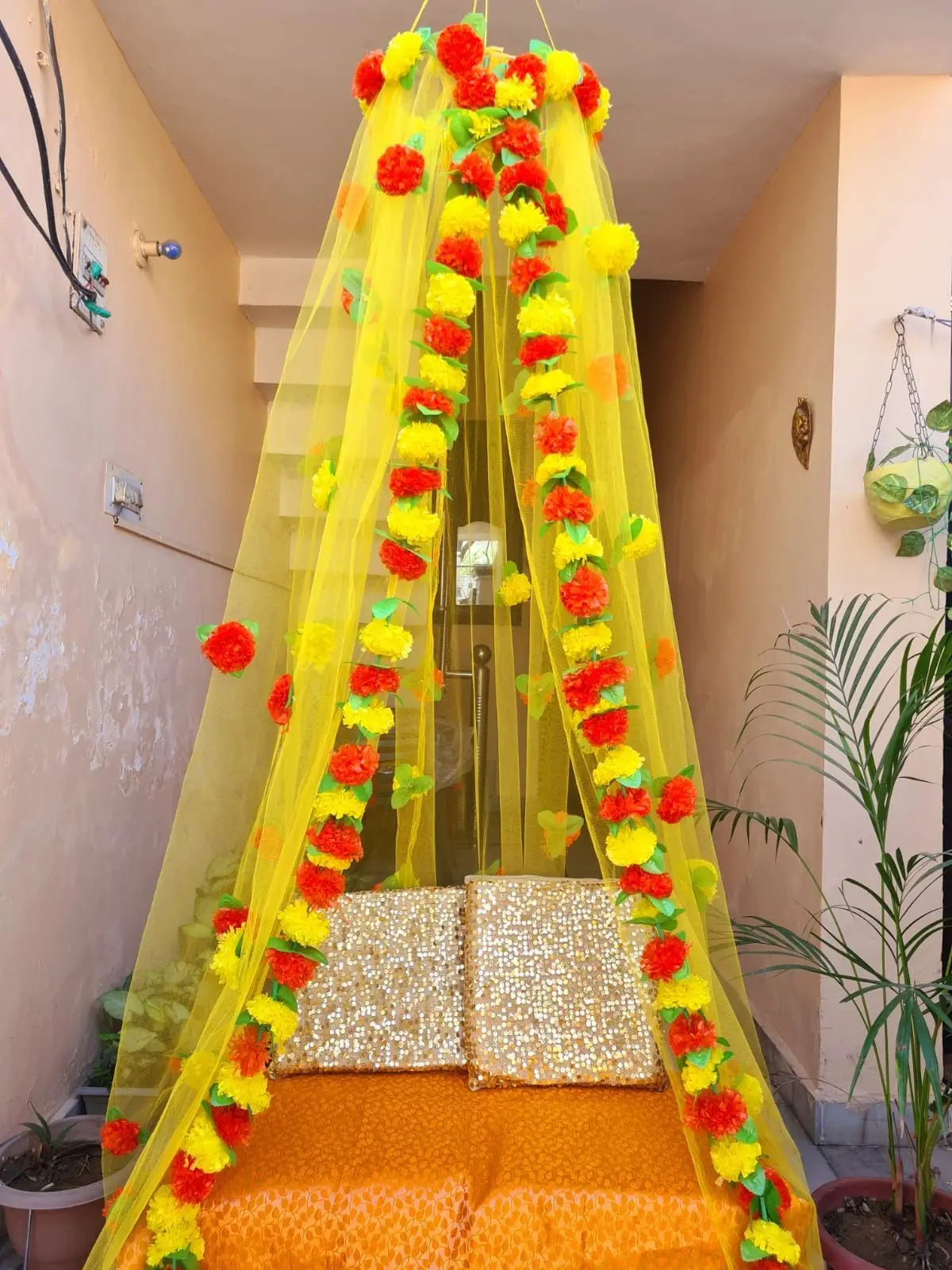 Net Curtain Haldi Backdrop Indian Wedding Decoration Mehndi Backdrop ...