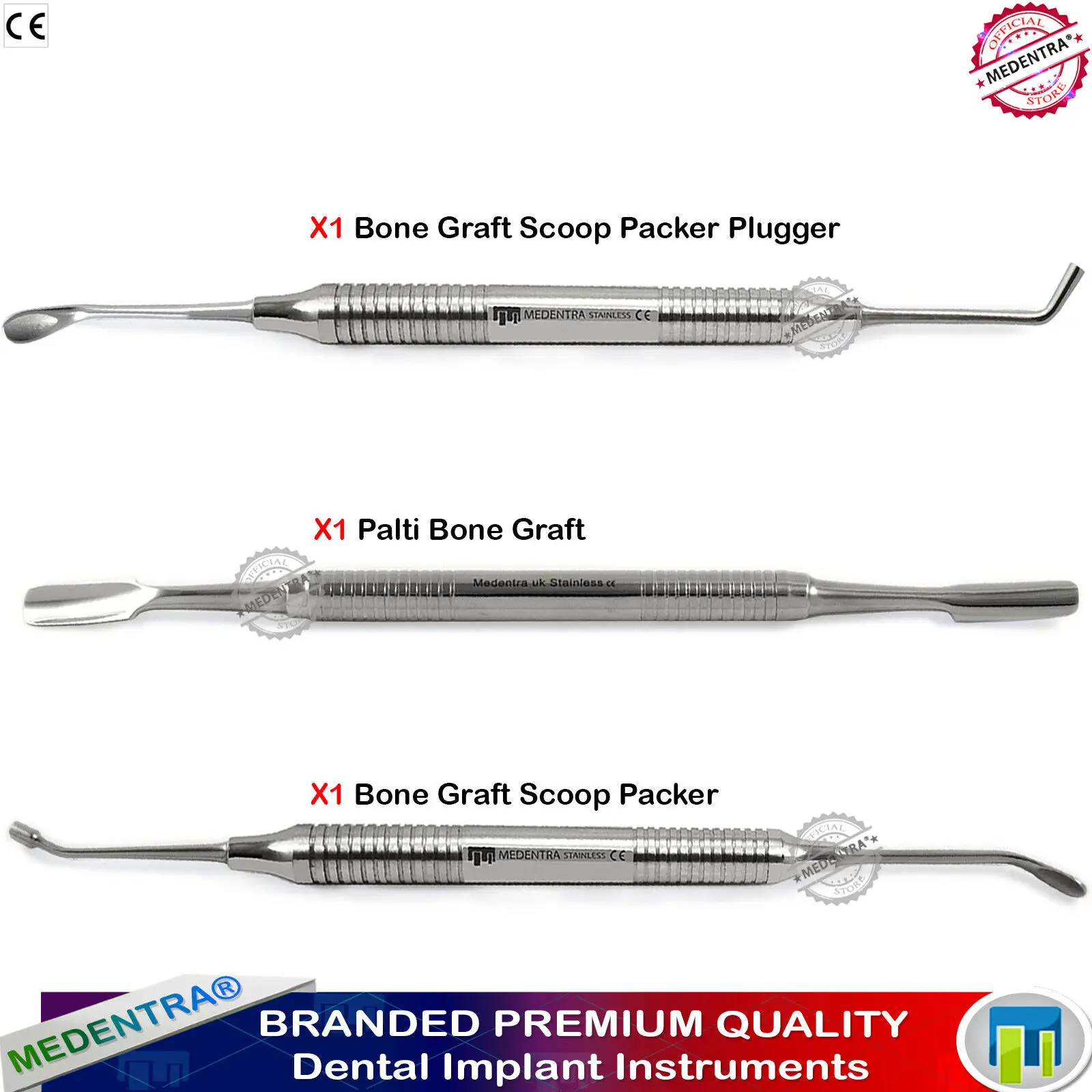 Advanced Dental Implant Oral Surgery Bone Spoon Graft Packer + Palti ...
