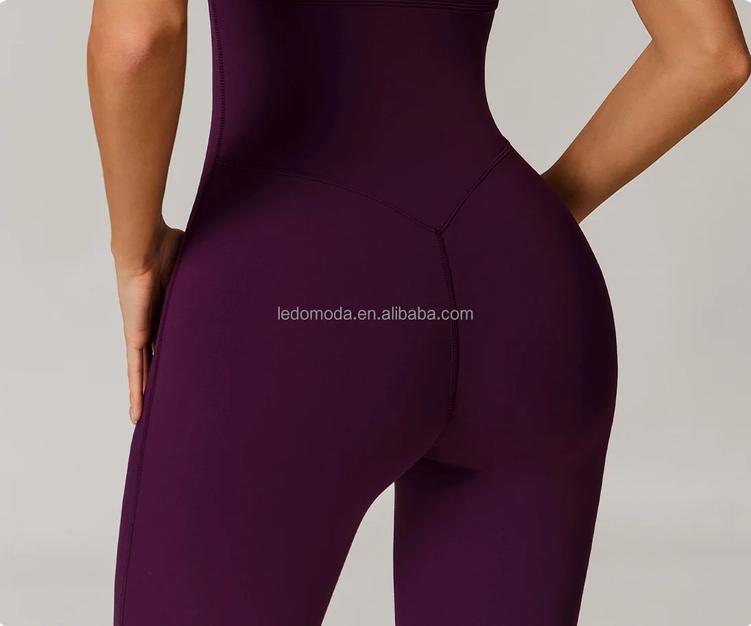 Two-Tone Color-Blocked Strappy Sports Bodysuit - Yoga Open-Back Active ...