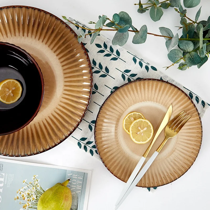 Unbreakable Japanese Style Porcelain Home Dinner Tableware Sets Glaze ...