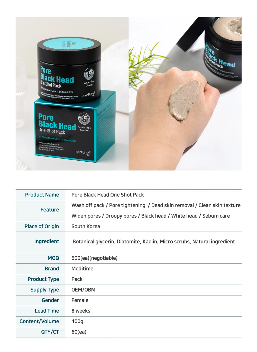 [meditime] Pore Black Head One Shot Pack Black Head Clear Sebum Clear ...