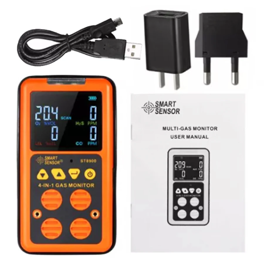 智能传感器st8900-便携式4in1多气体监测仪o2 H2s Co Lel气体检测仪，带stel/twa - Buy 智能传感器st8900 ...