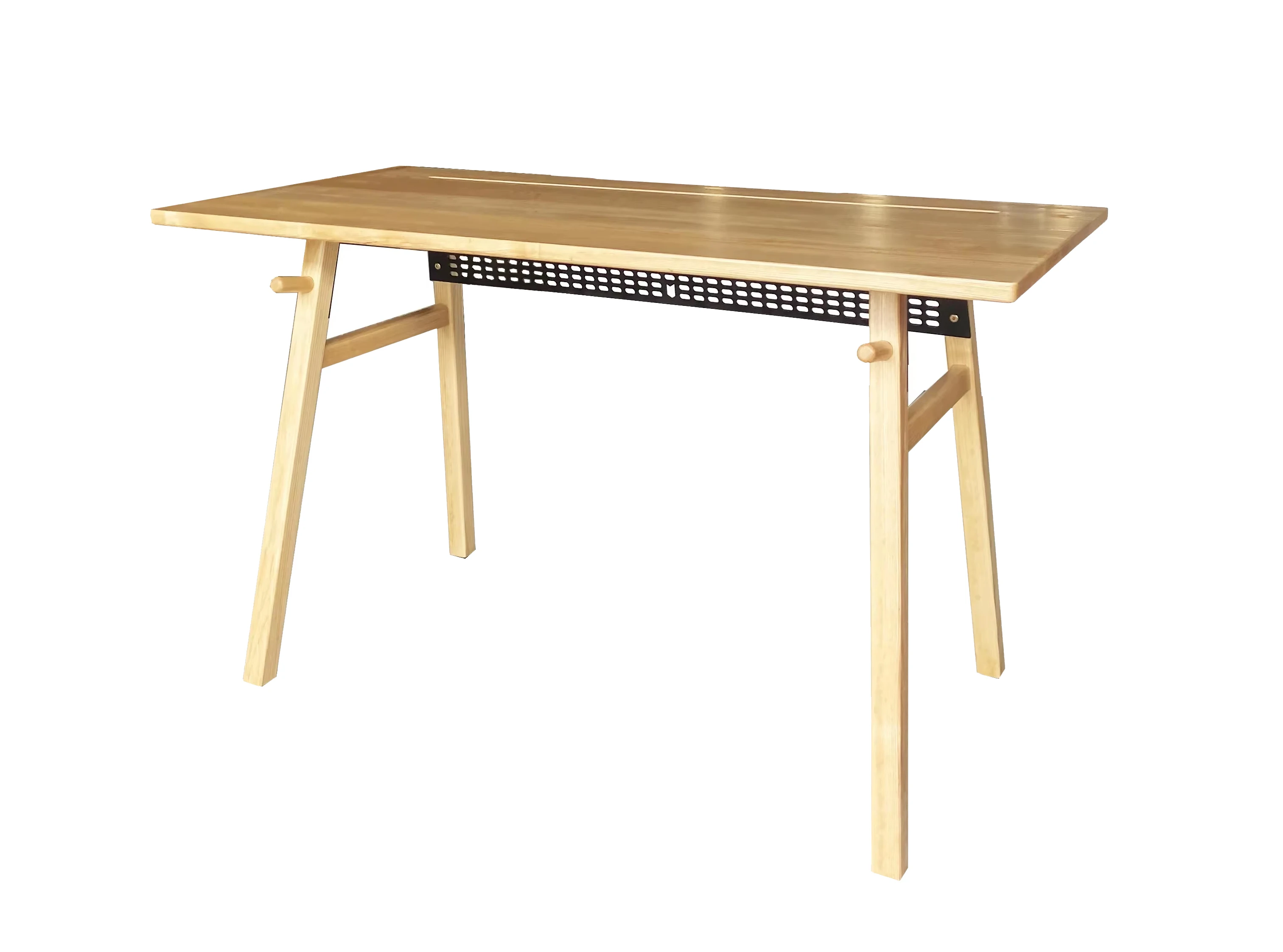 Modern Solid Wood Computer Working Desk with Knot Down Leg Metal Panel ...