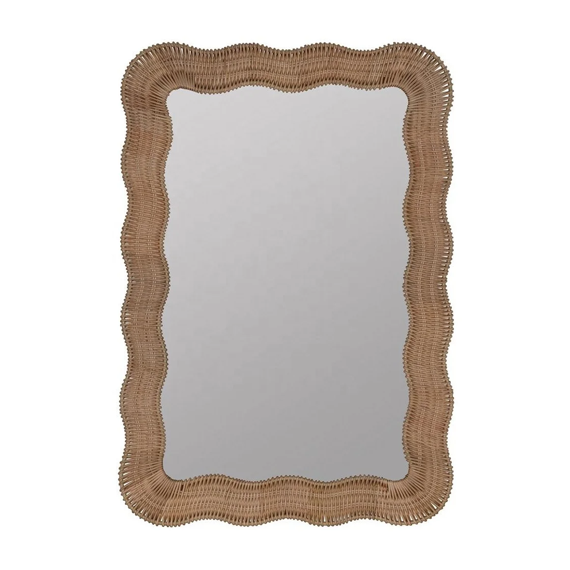 New Arrival Vintage Rattan Scalloped Mirror Wall Hanging Home ...