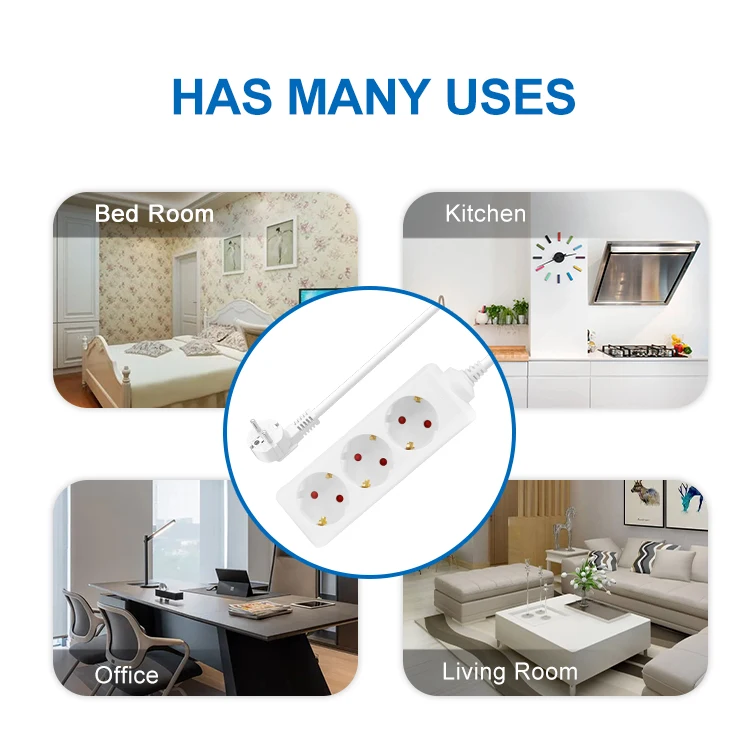 Gelistar European Style 3 Outlets Power Socket Custom Plug Child Protection Pure Copper Wire ...