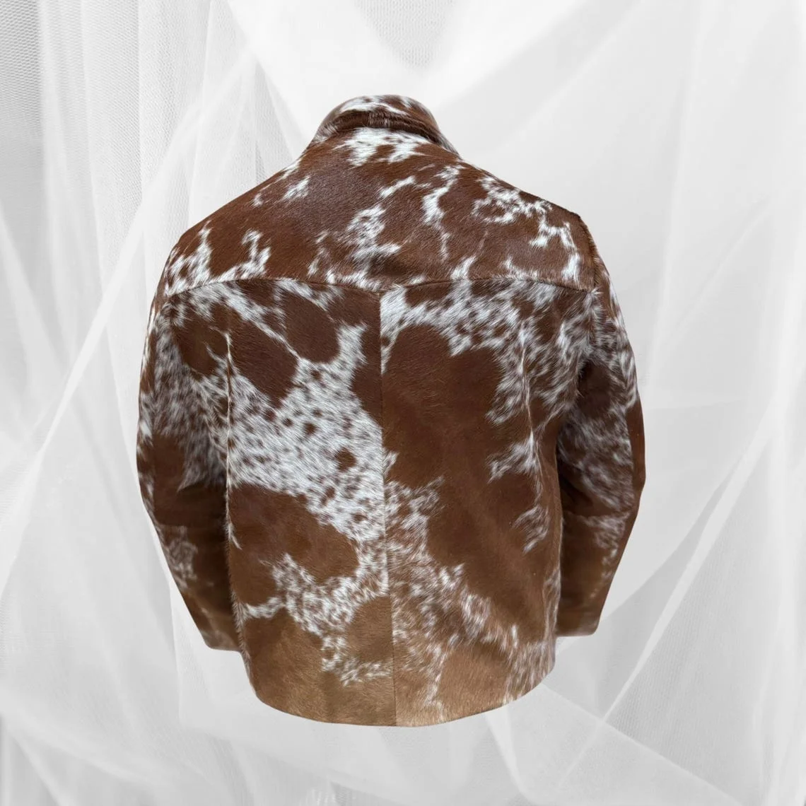 Furry Leather Jacket - Real Cowhide with Natural Prints
