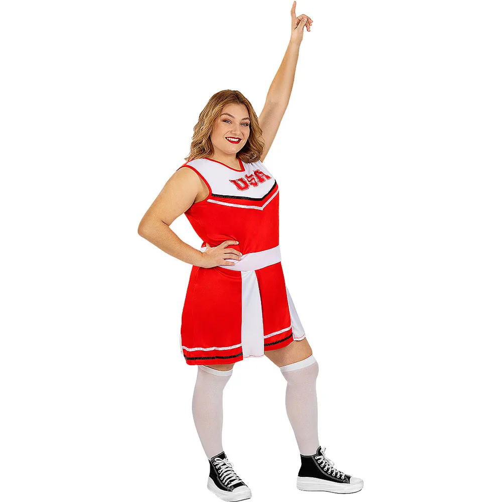 Uniformes de animadora de Damas rojas y blancas para adultos Conjuntos ...
