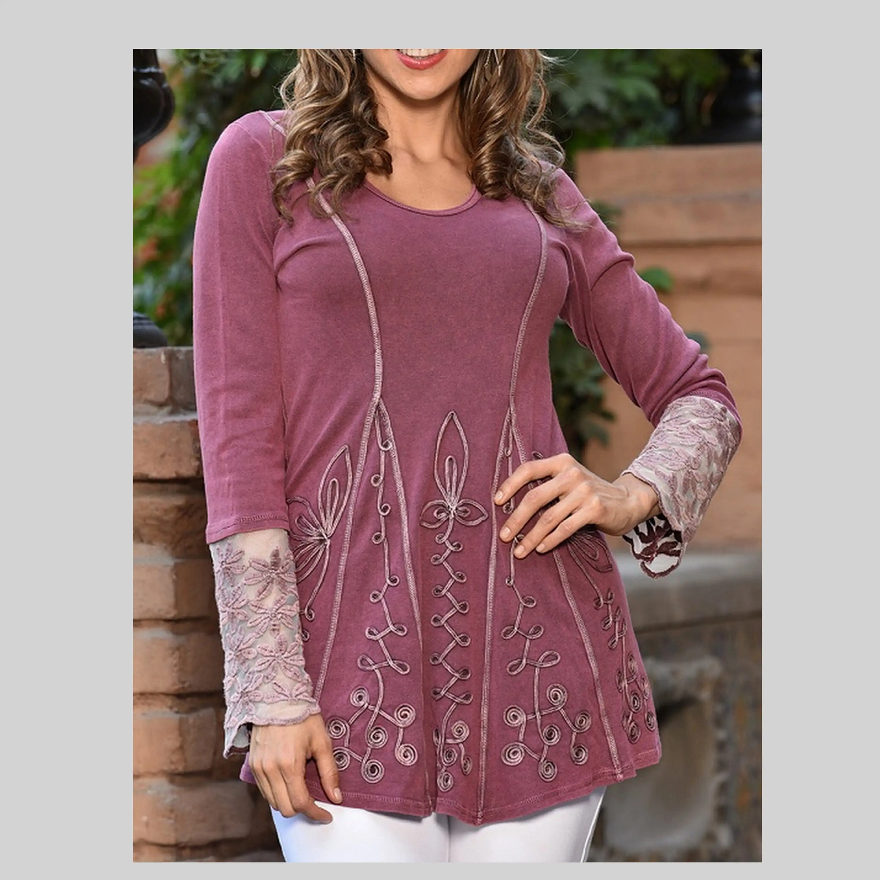 Best and Unique Tunic Tops Women Tunic Gray Women Long Sleeve Abaya ...