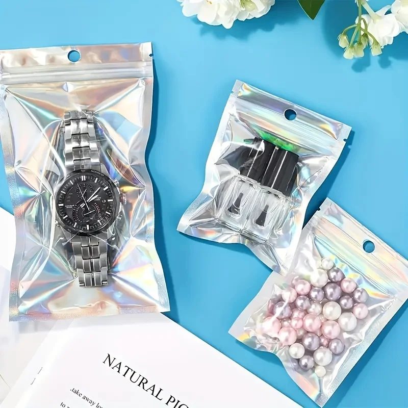 Custom Holographic Laser Film Bags - Resealable & Durable