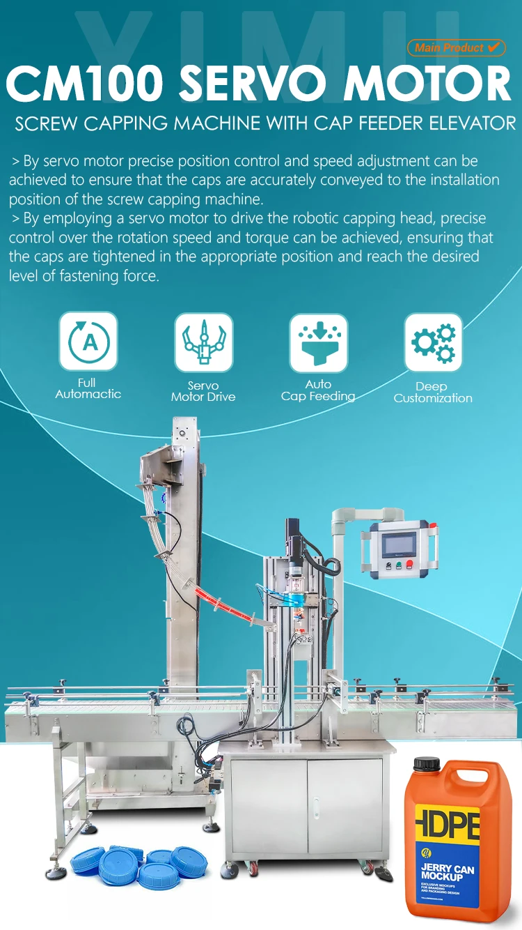 YIMU CM100 Full Automatic Capping Machine with Auto Feeding Lids Device ...