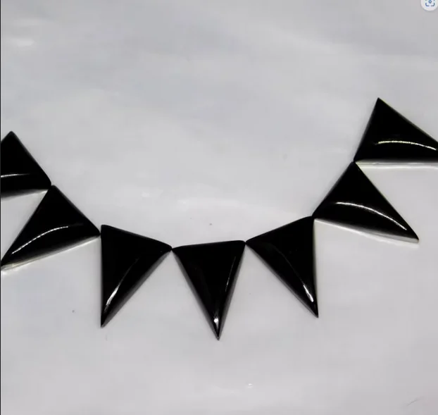 Natural Black Onyx Long Triangle Cabochons for Jewelry