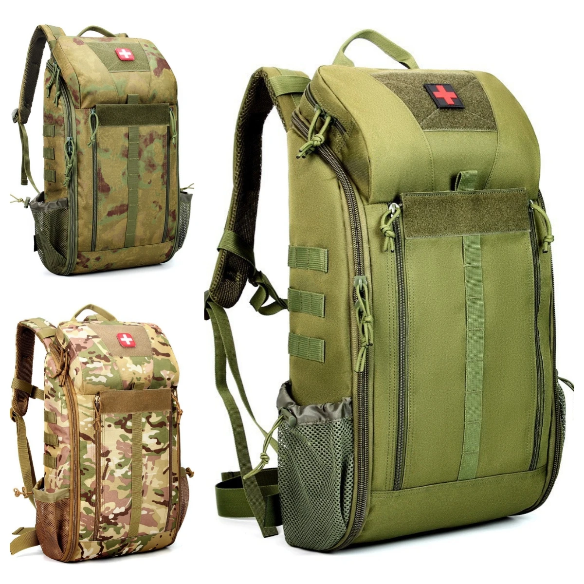 Tactical Molle Quick Opening Medical Backpack Bag W/ 3 Compartments ...