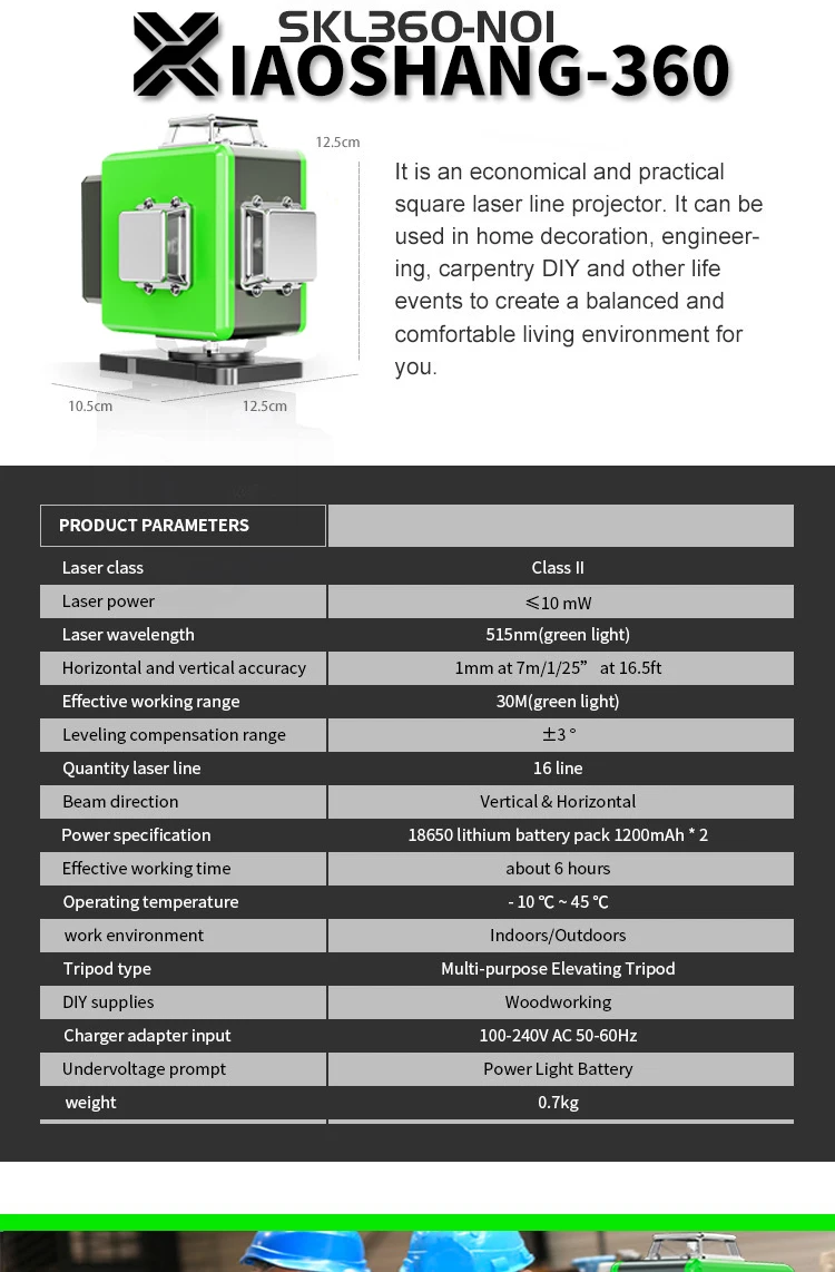 4d 16 Line Laser Level Battery 360 Horizontal Vertical Cross Light ...
