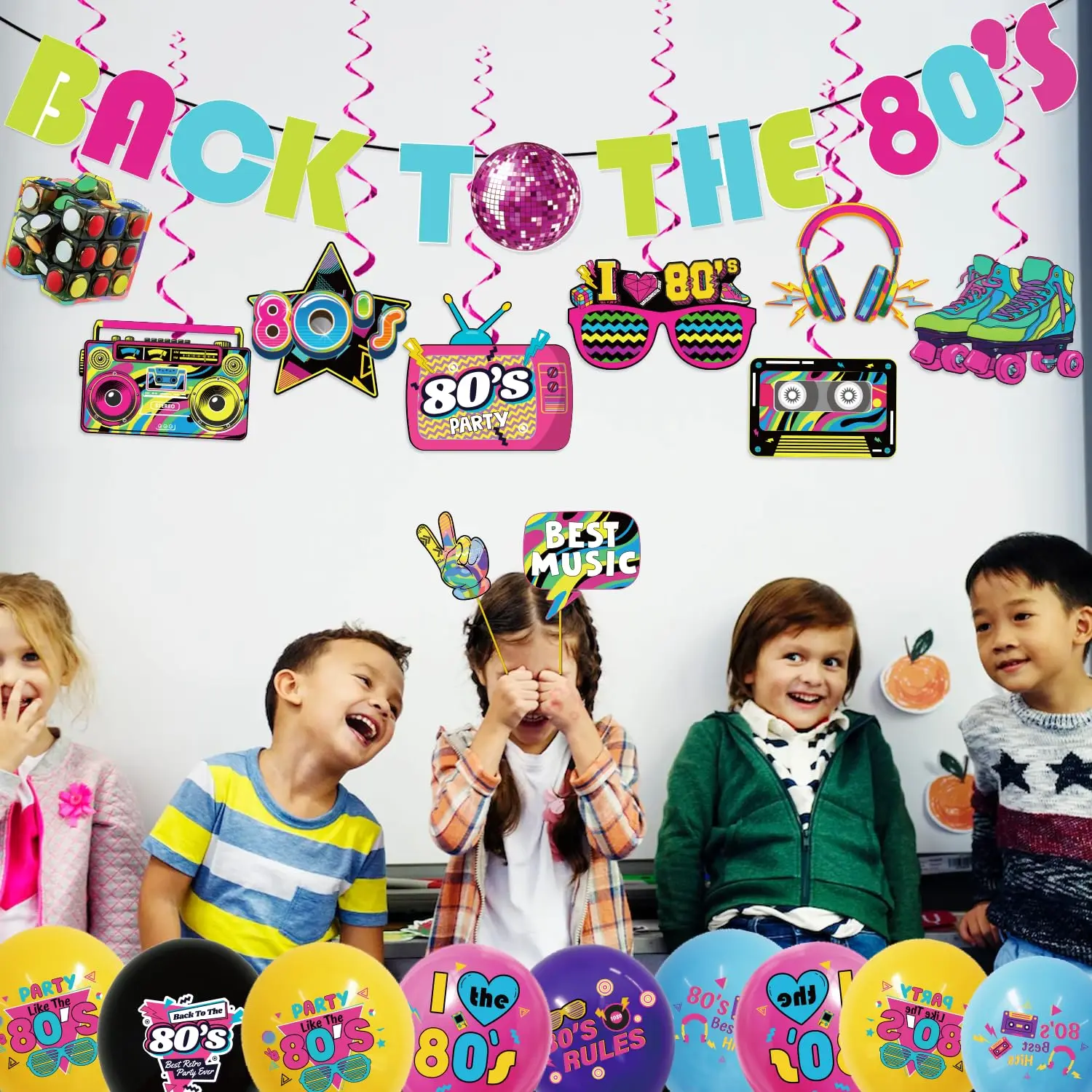 1980s Theme Party Decorations Back To The 80s Banner Retro Photo Booth ...