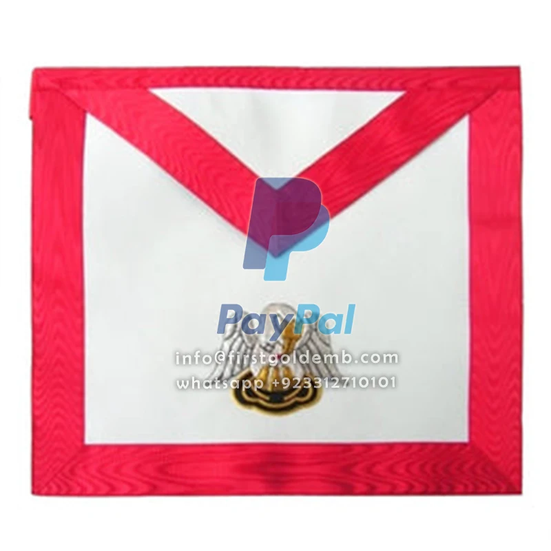18th Degree Scottish Rite Apron - White & Red Moire Pelican - Buy 13th Degree Scottish Rite ...