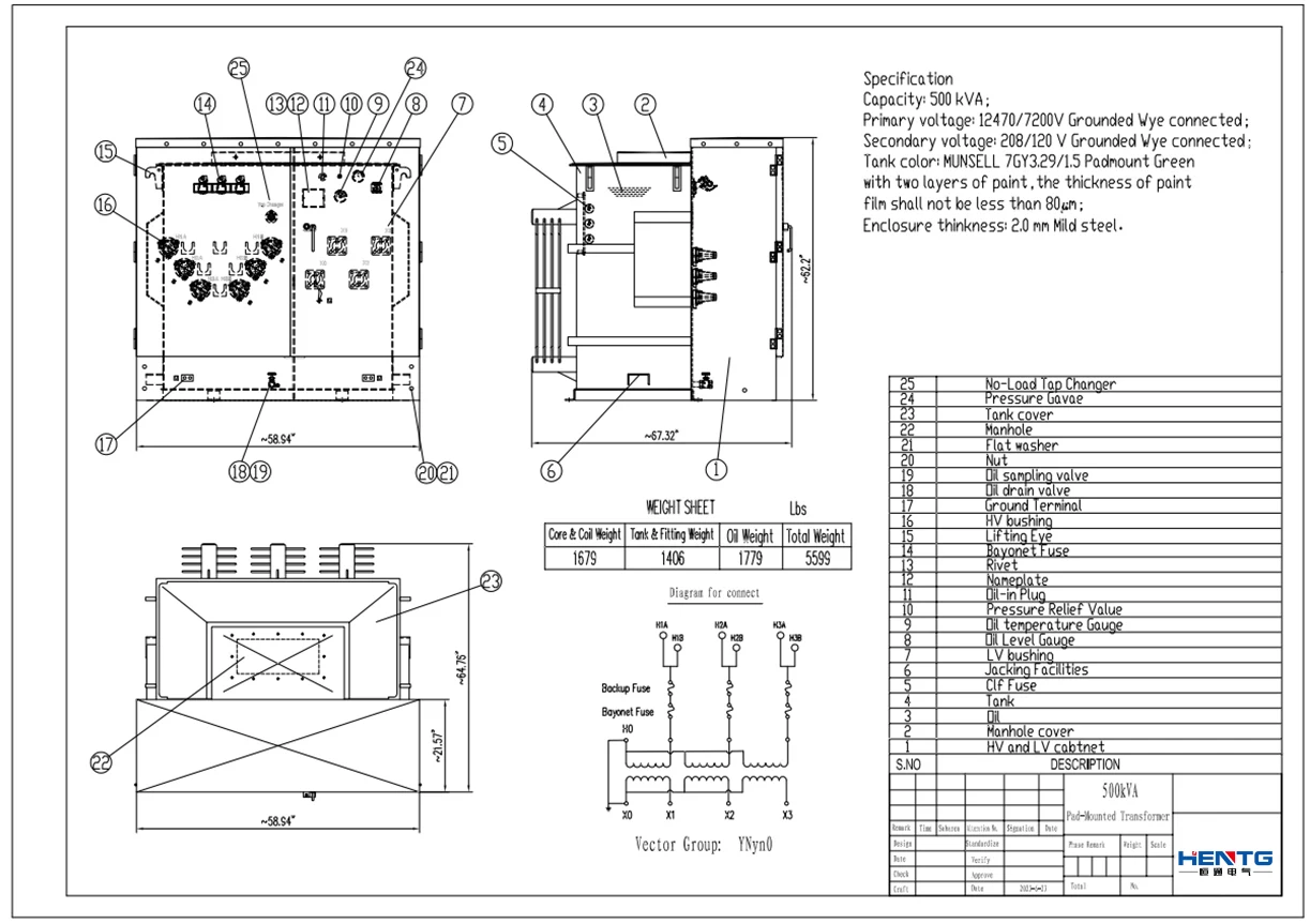 Ansi/ieee/iec Standard 150kva 225kva 12470y/7200v 480/277v 3phase Pad ...