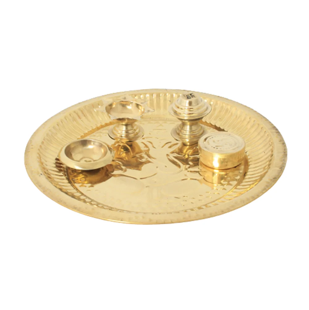 Top Ranking Design Brass pooja thali worship tray A complete ritual ...