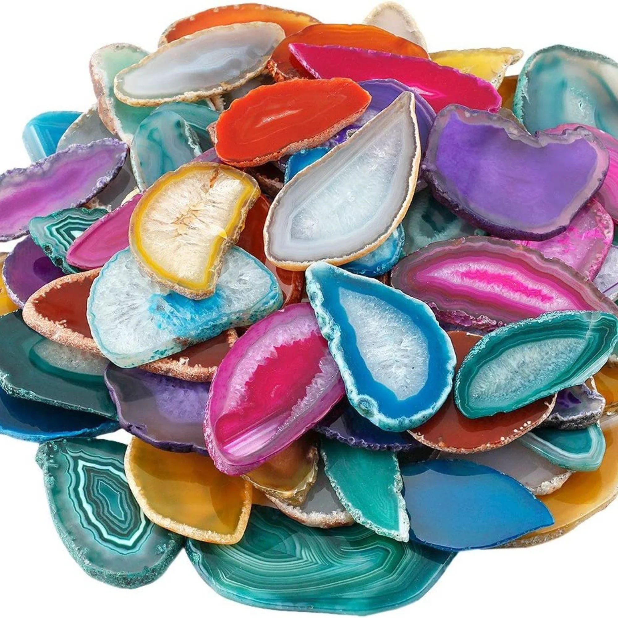 Mix Color Polished Small Agate Slices Geode Agate Slab Making Jewellery Photo Fame Etc - Buy ...