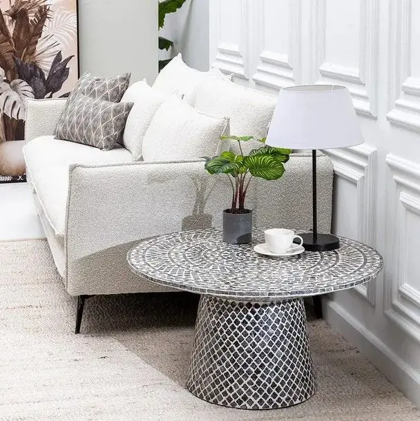 Luxury Mother of Pearl Inlay Table for Modern Living Room