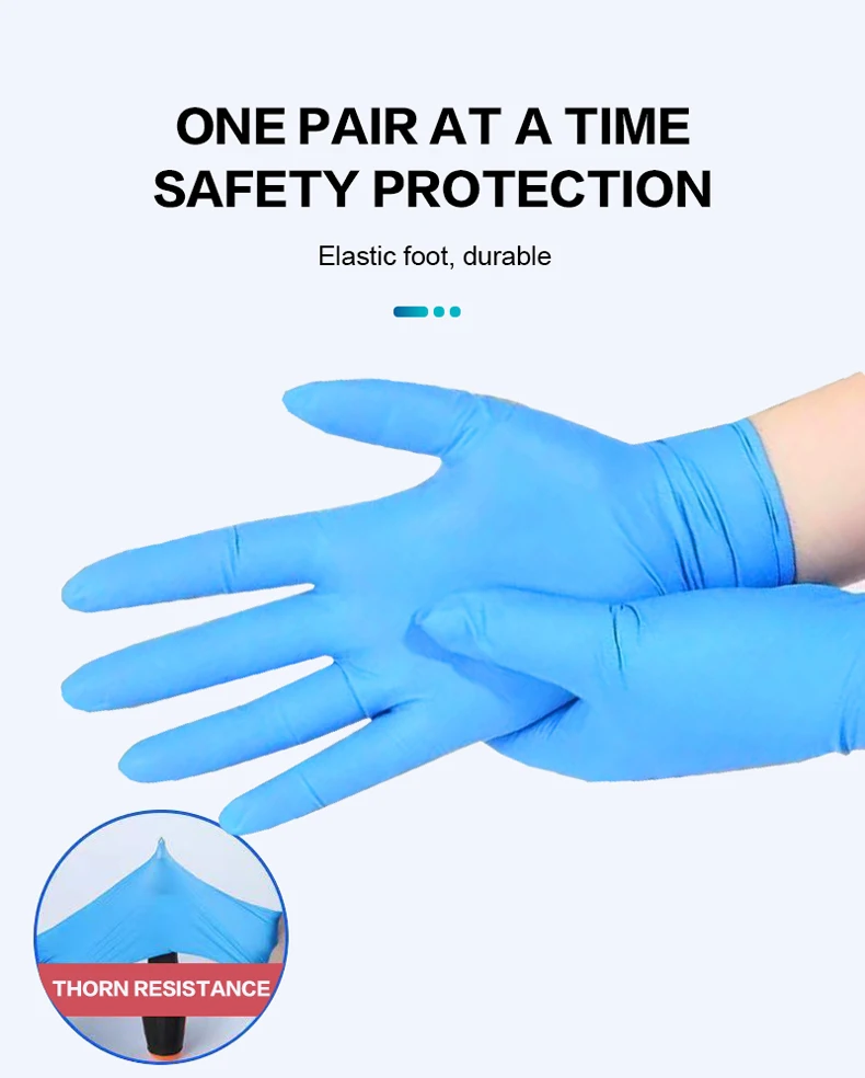 Nitrile Gloves Blue Food Grade Waterproof Allergy Free Disposable Work ...