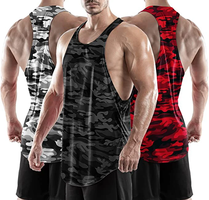 Men's Y Back Muscle Fitness Stringer Tank Top Bodybuilding Workout Vest ...